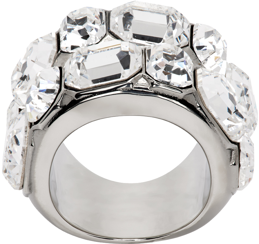 Alexander McQueen Silver Crystal Cosmic Ring Alexander McQueen