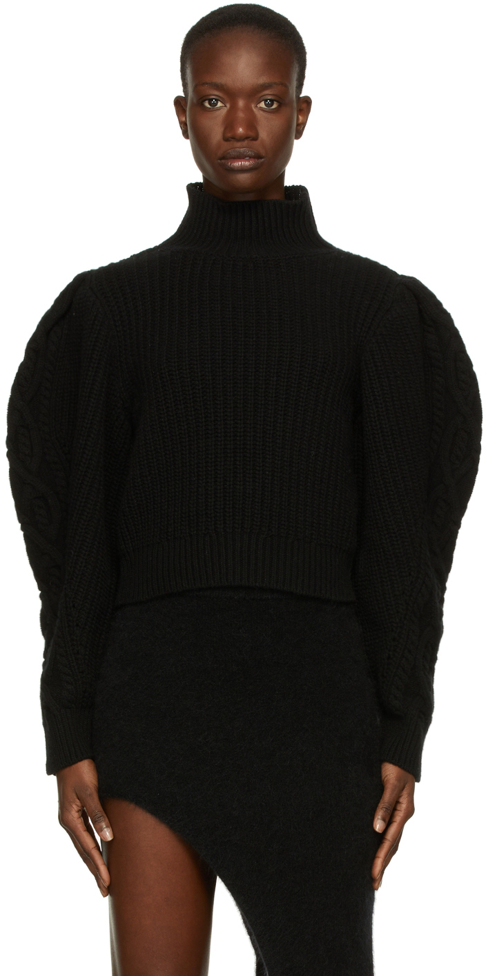 Wandering SSENSE Exclusive Black Open Back Turtleneck Wandering