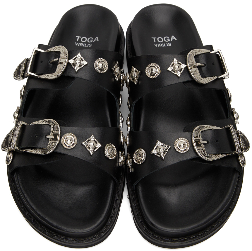 Toga Virilis Black Studded Slide Sandals Toga Virilis