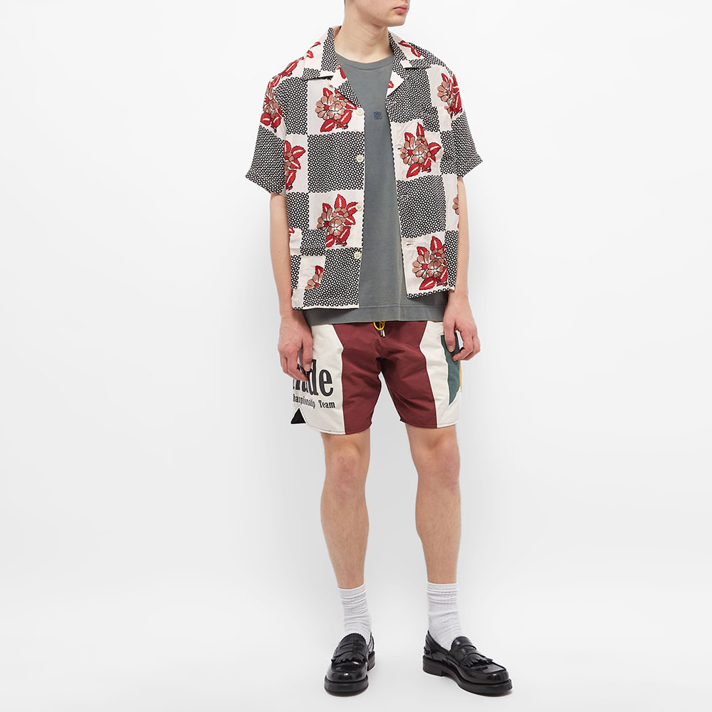 Rhude Men's Panel Logo Short in Maroon/White Rhude