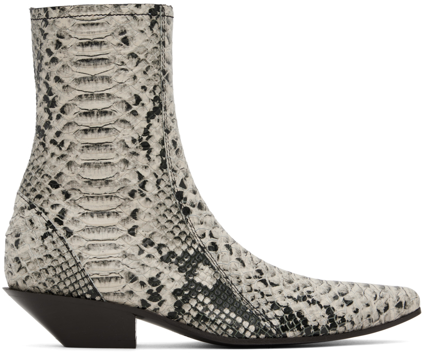 Acne Studios Beige Snake Ankle Boots Acne Studios