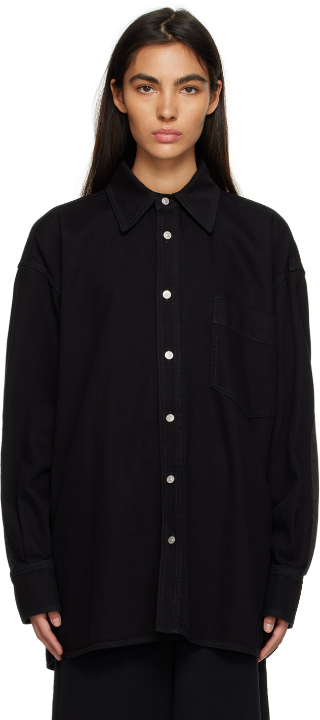 MM6 Maison Margiela Black Oversized Denim Shirt MM6 Maison Margiela