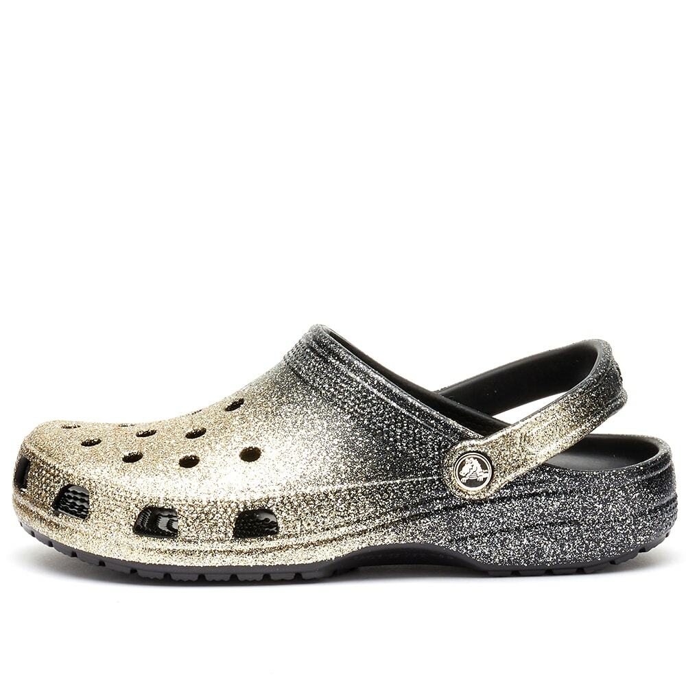 Crocs Women's Classic Ombre Glitter Clog in Black/Gold Crocs