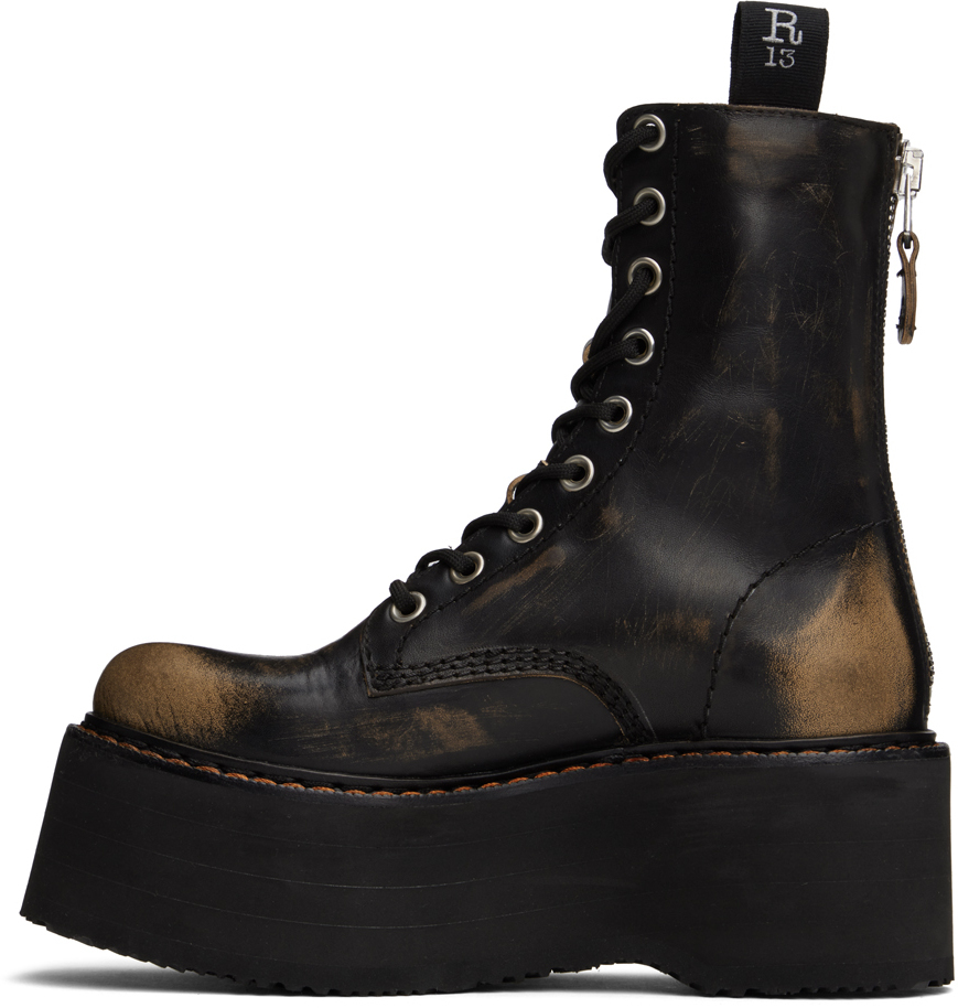 R13 Black Double Stack Boots R13