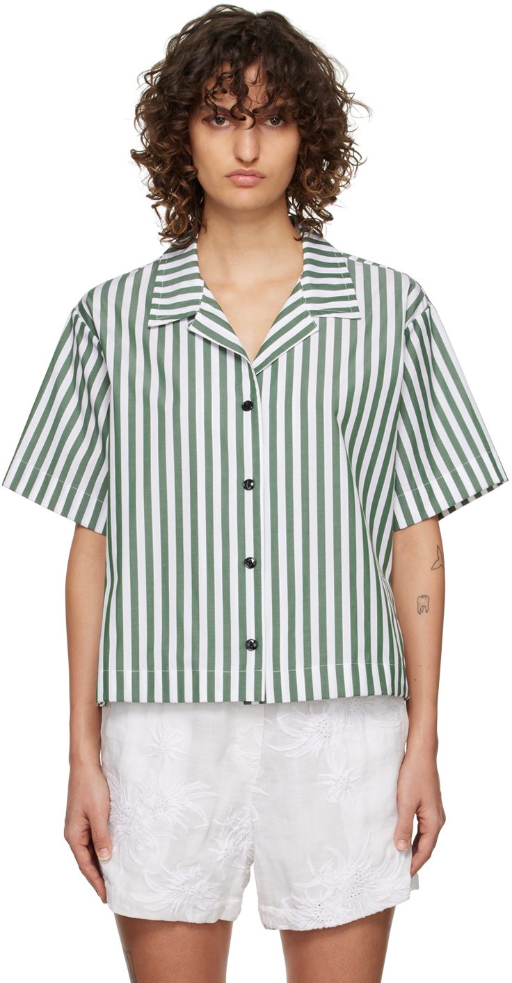 rag & bone Green & White Reed Shirt Rag and Bone