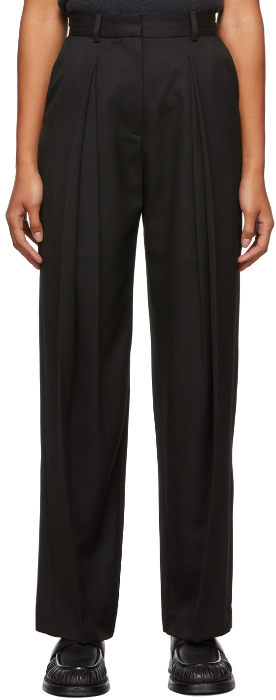 LOW CLASSIC Black Double Tuck Trousers Low Classic