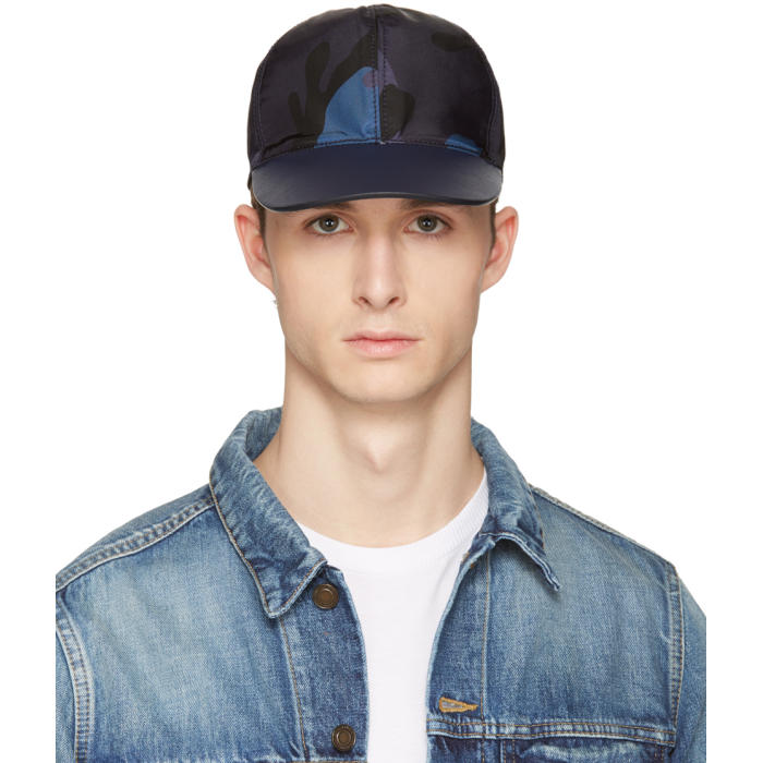 Valentino Blue Nylon Camo Star Cap Valentino