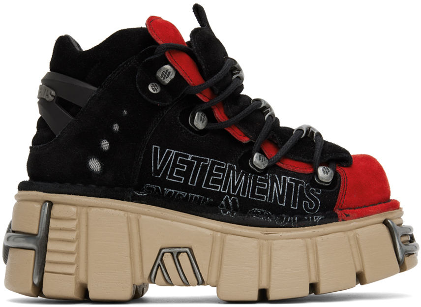 VETEMENTS Black & Red New Rock Edition Platform Sneakers Vetements