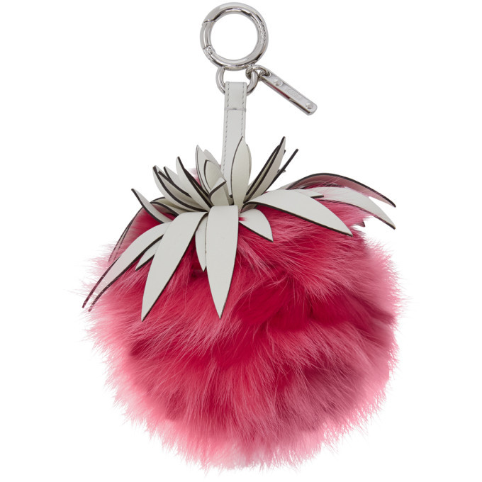 Fendi Pink Fur Pineapple Keychain Fendi