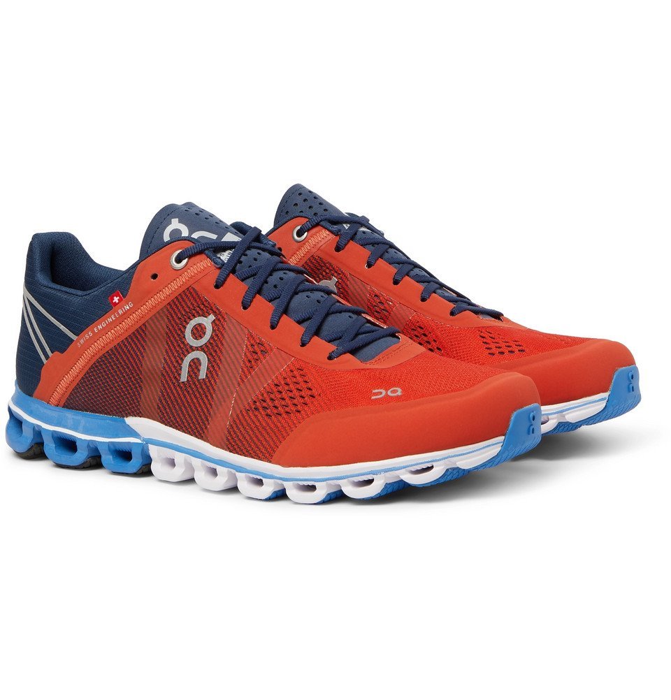 On - Cloudflow Rubber-Trimmed Mesh and Shell Running Sneakers - Red On