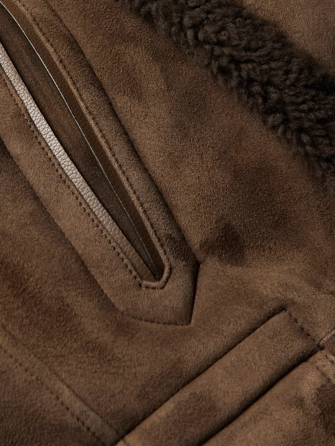 TOM FORD - Double-Breasted Shearling Overcoat - Brown TOM FORD