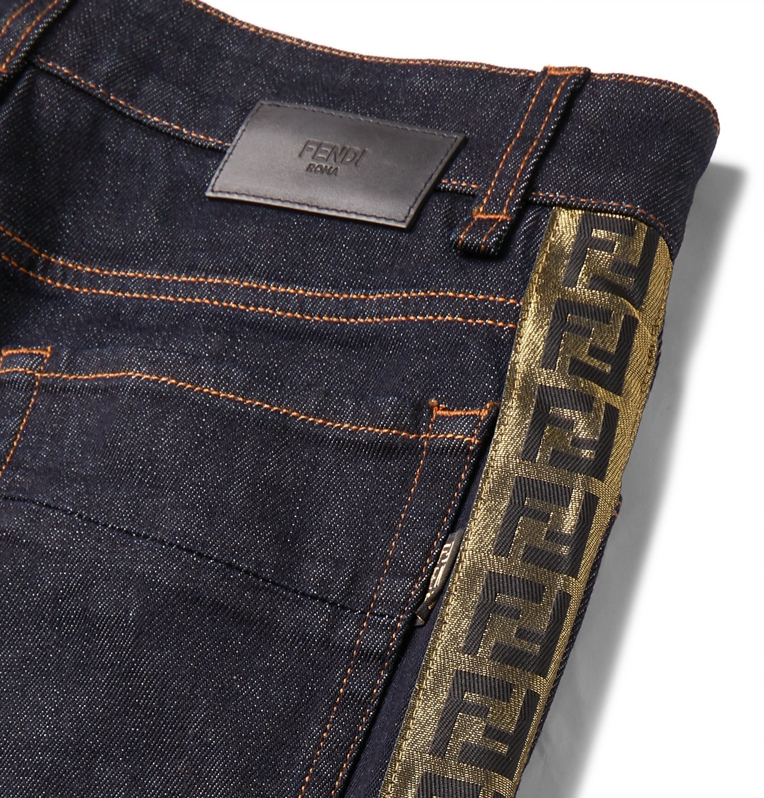 Fendi - Slim-Fit Logo-Trimmed Denim Jeans - Blue Fendi