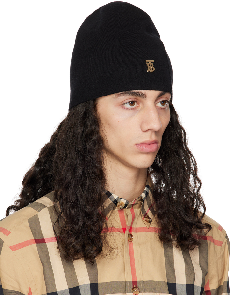 Burberry Black & Tan Monogram Reversible Beanie Burberry