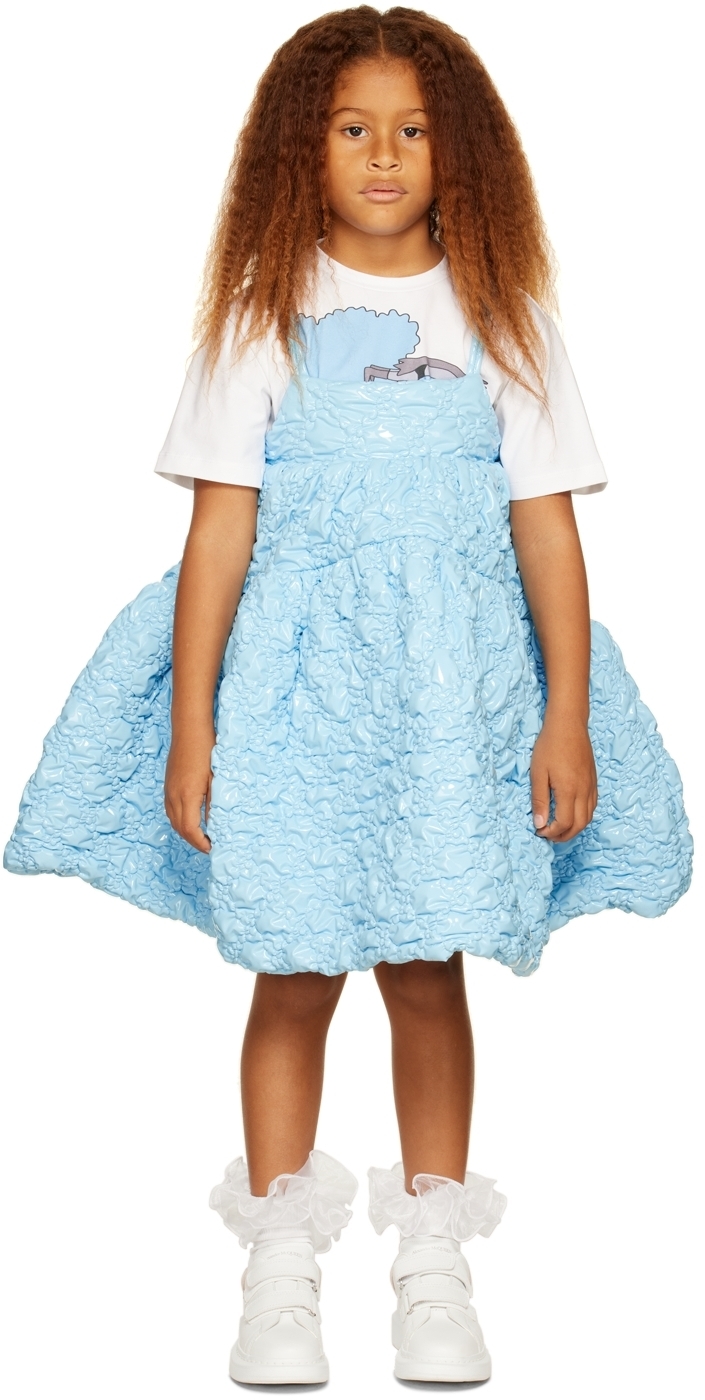 CRLNBSMNS Kids Blue Bubble Tiered Dress