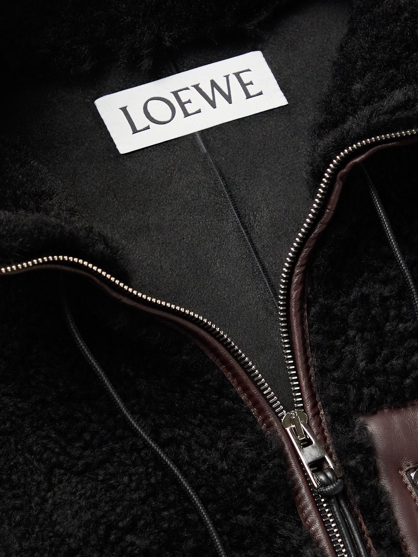 Loewe - Leather-Trimmed Shearling Jacket - Black Loewe