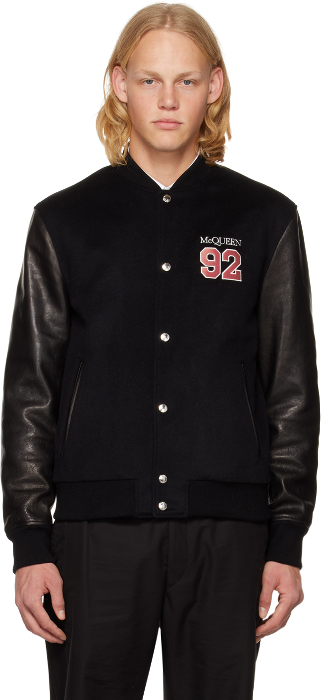 Alexander McQueen Black Felted Bomber Jacket Alexander McQueen