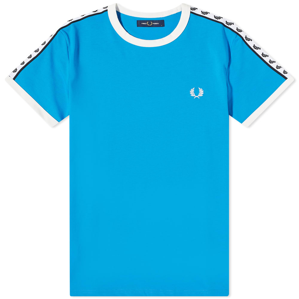 Fred Perry Men's Taped Ringer T-Shirt in Kingfisher Fred Perry