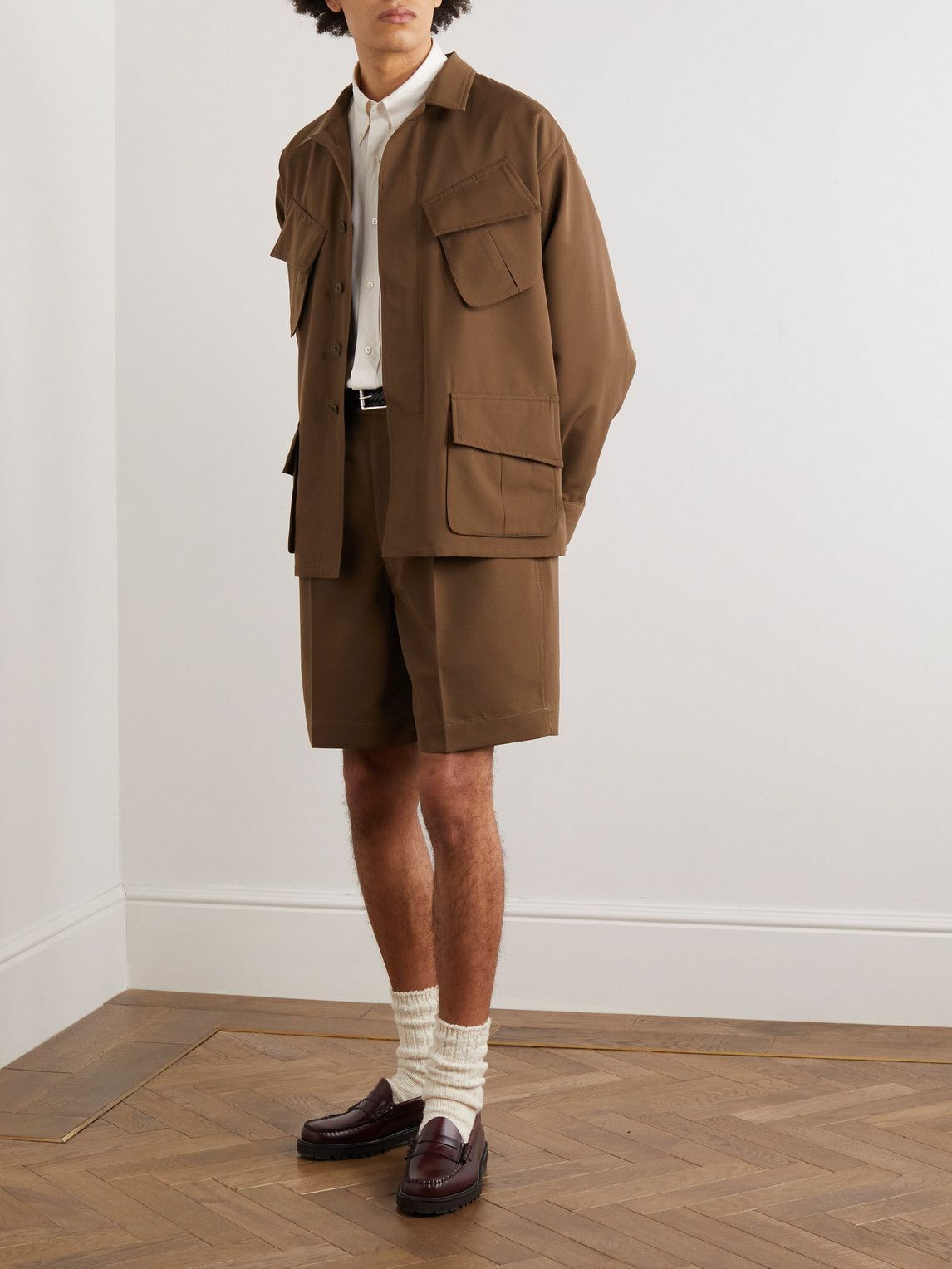 Kaptain Sunshine - Gurkha Straight-Leg Wool-Canvas Shorts - Brown ...