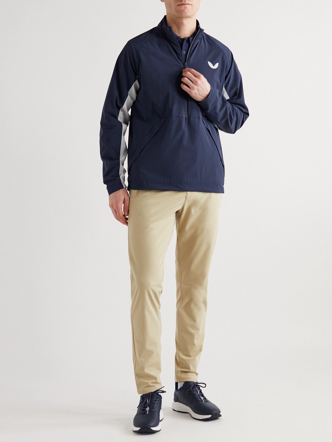 Castore - Logo-Print Stretch-Shell Half-Zip Golf Jacket - Blue CASTORE