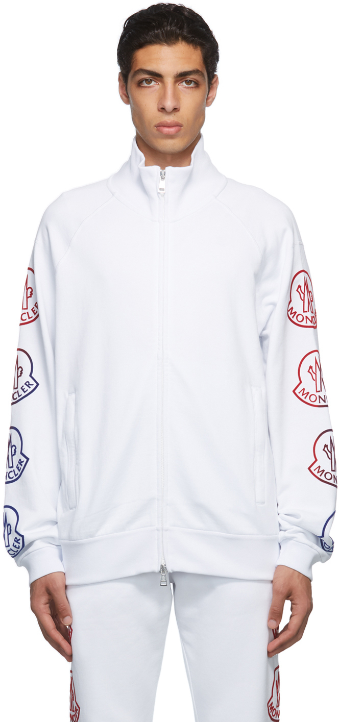 Moncler White Logo Zip-Up Moncler