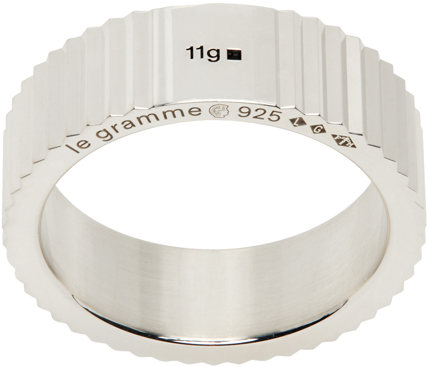 Le Gramme Silver 'La 11 Grammes' Guilloché Ribbon Ring Le Gramme