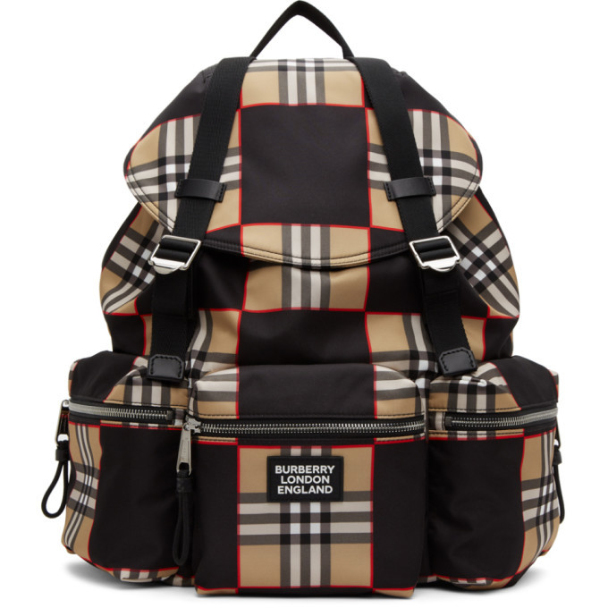 Burberry Black and Beige Archie Backpack Burberry