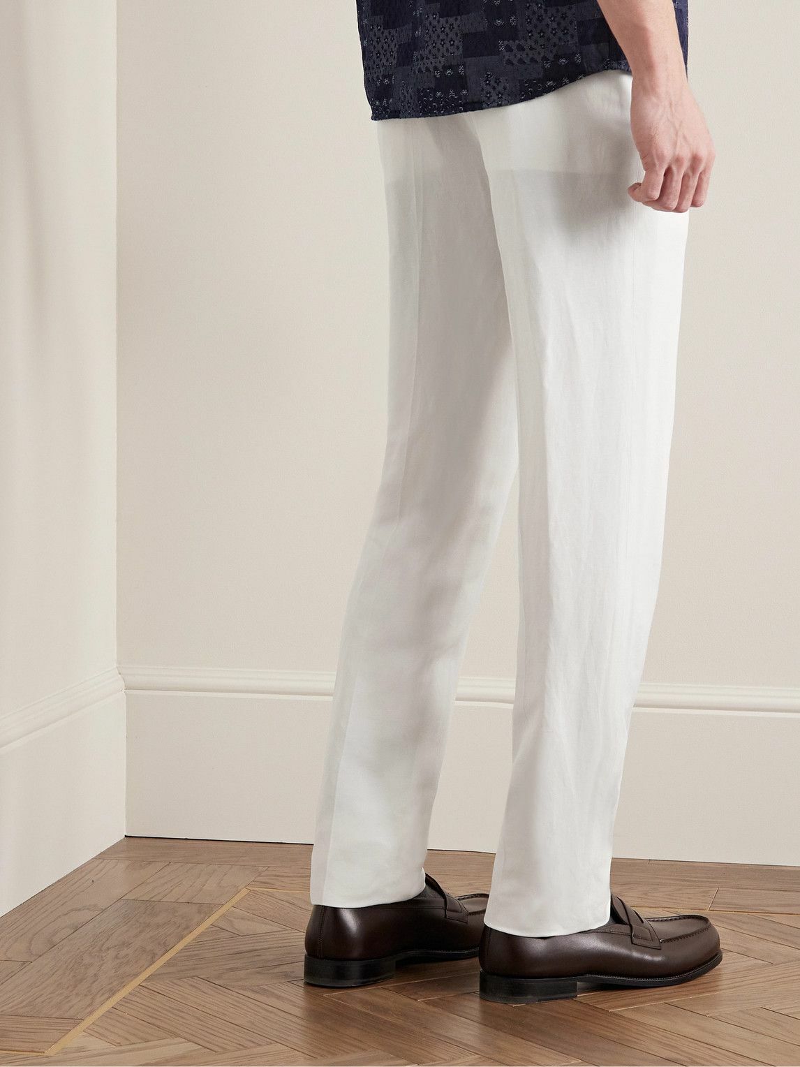 Canali - Straight-Leg Linen and Silk-Blend Trousers - White Canali