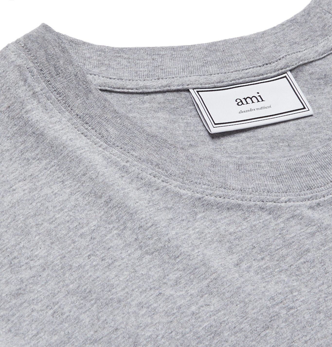 AMI - Logo-Appliquéd Cotton-Jersey T-Shirt - Gray AMI