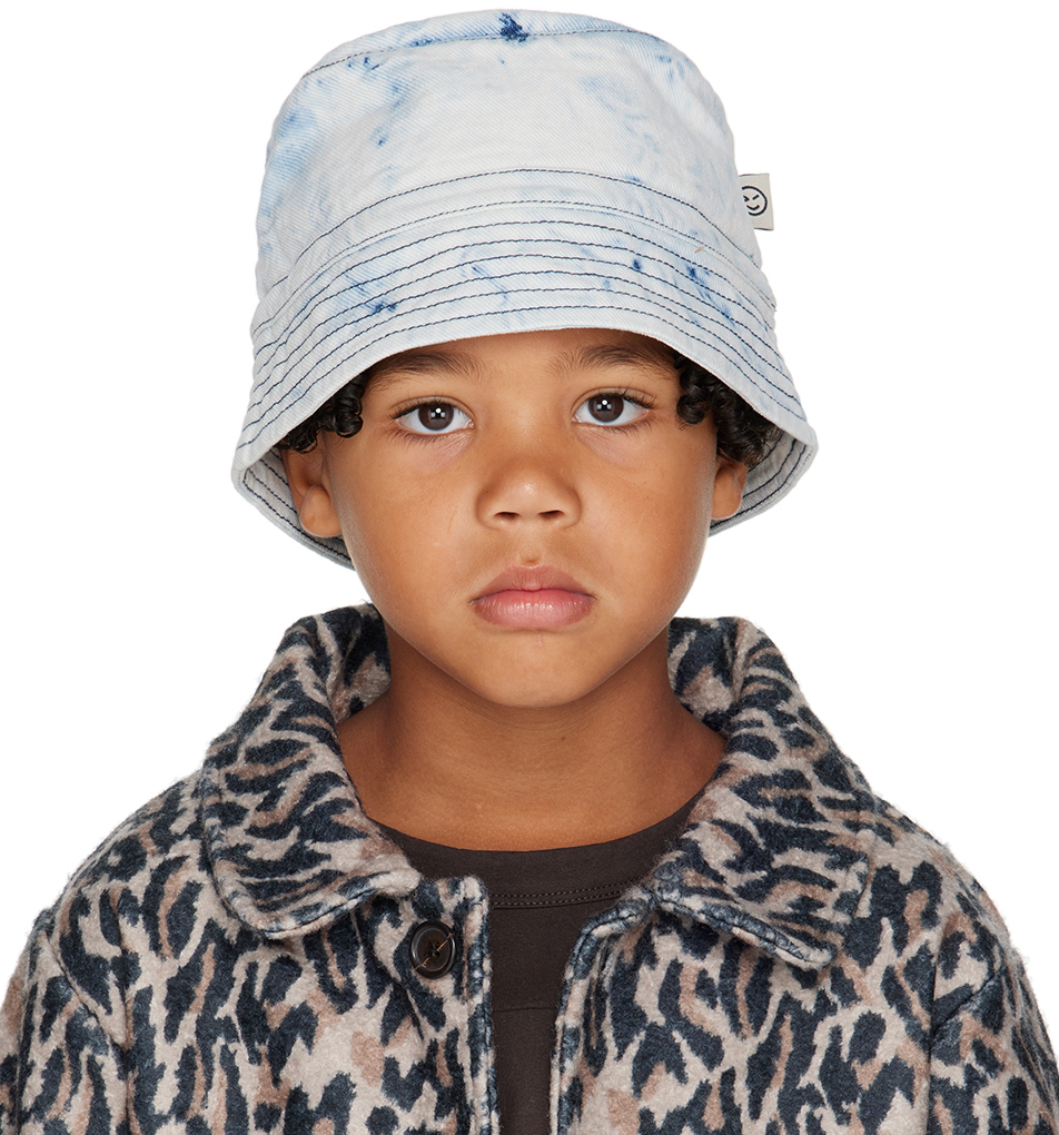 Wynken Kids Blue Denim Wave Bucket Hat Wynken