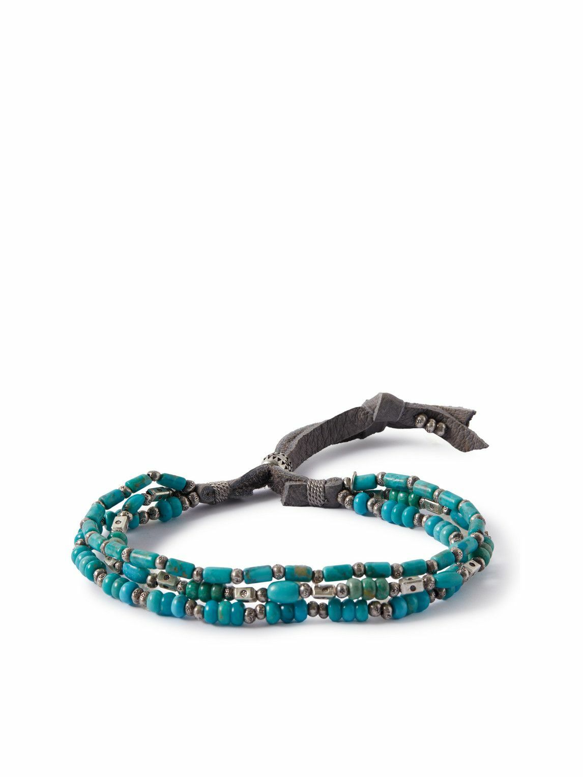 Peyote Bird - Silver-Tone, Turquoise and Leather Bracelet Peyote Bird