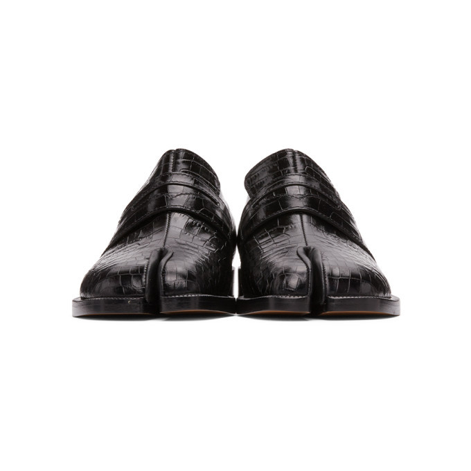 Maison Margiela Black Croc Tabi Loafers Maison Margiela