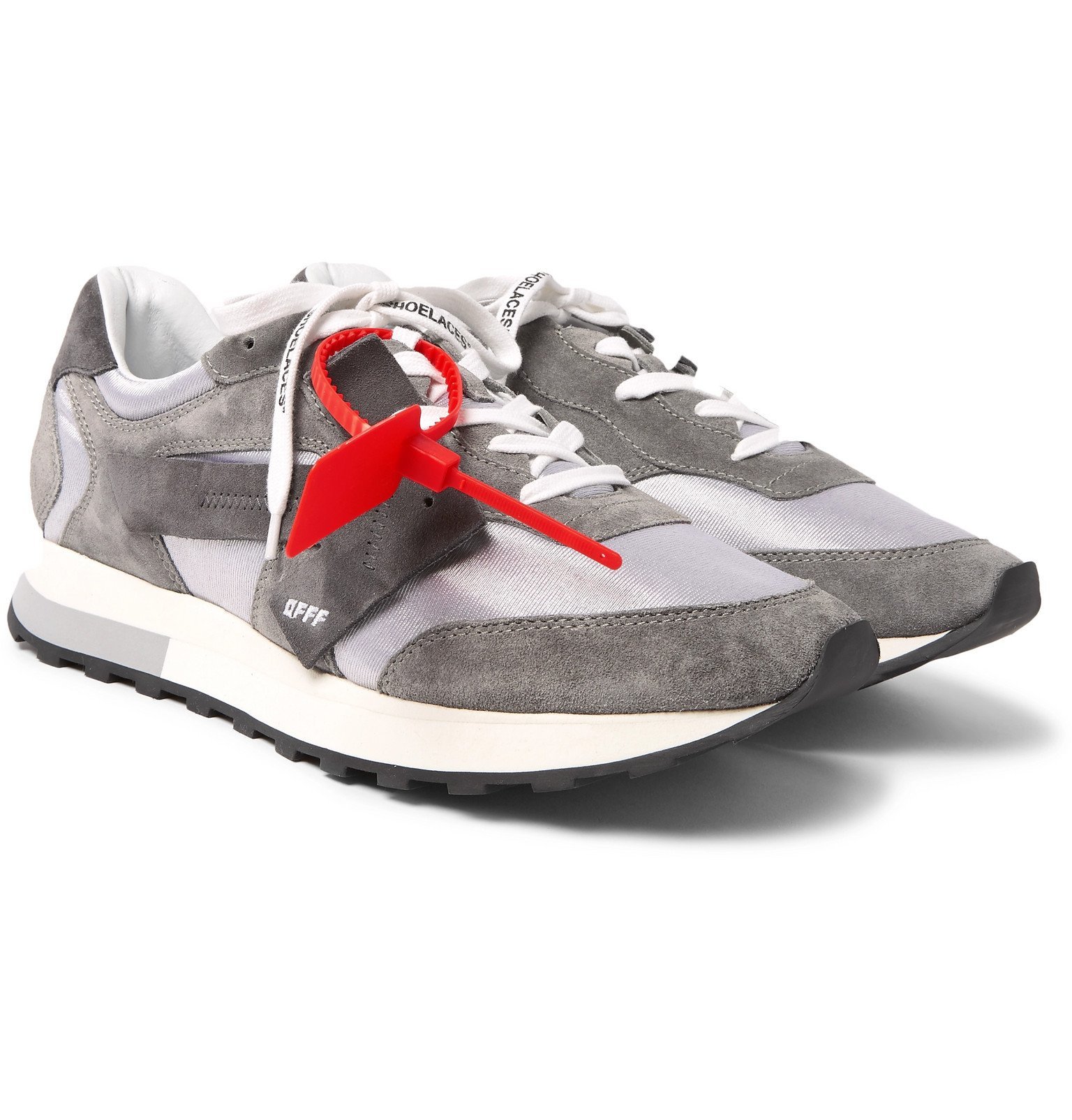 Off-White - Runner Suede and Shell Sneakers - Gray Off-White