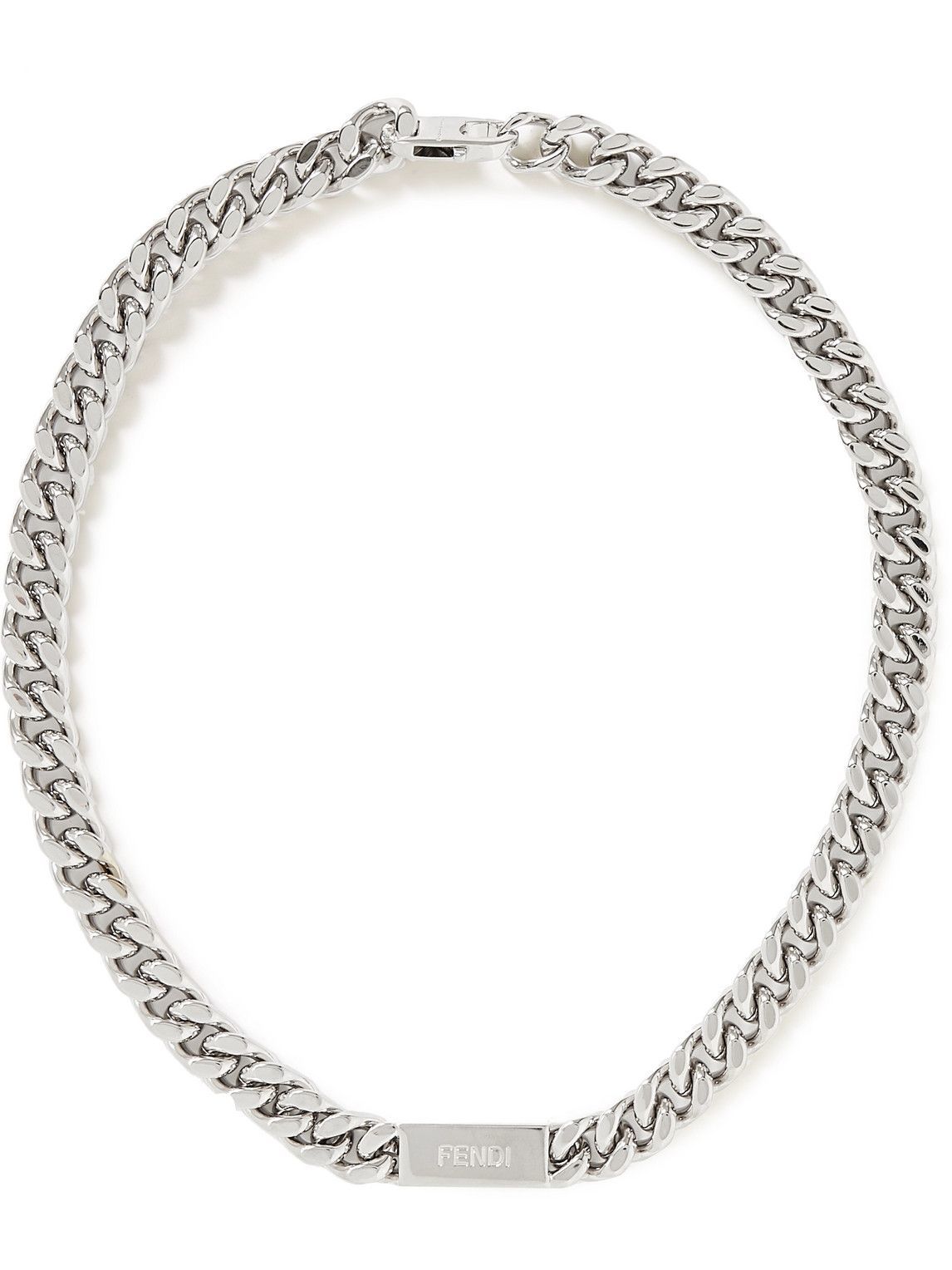 Fendi - Logo-Engraved Silver-Tone Necklace Fendi