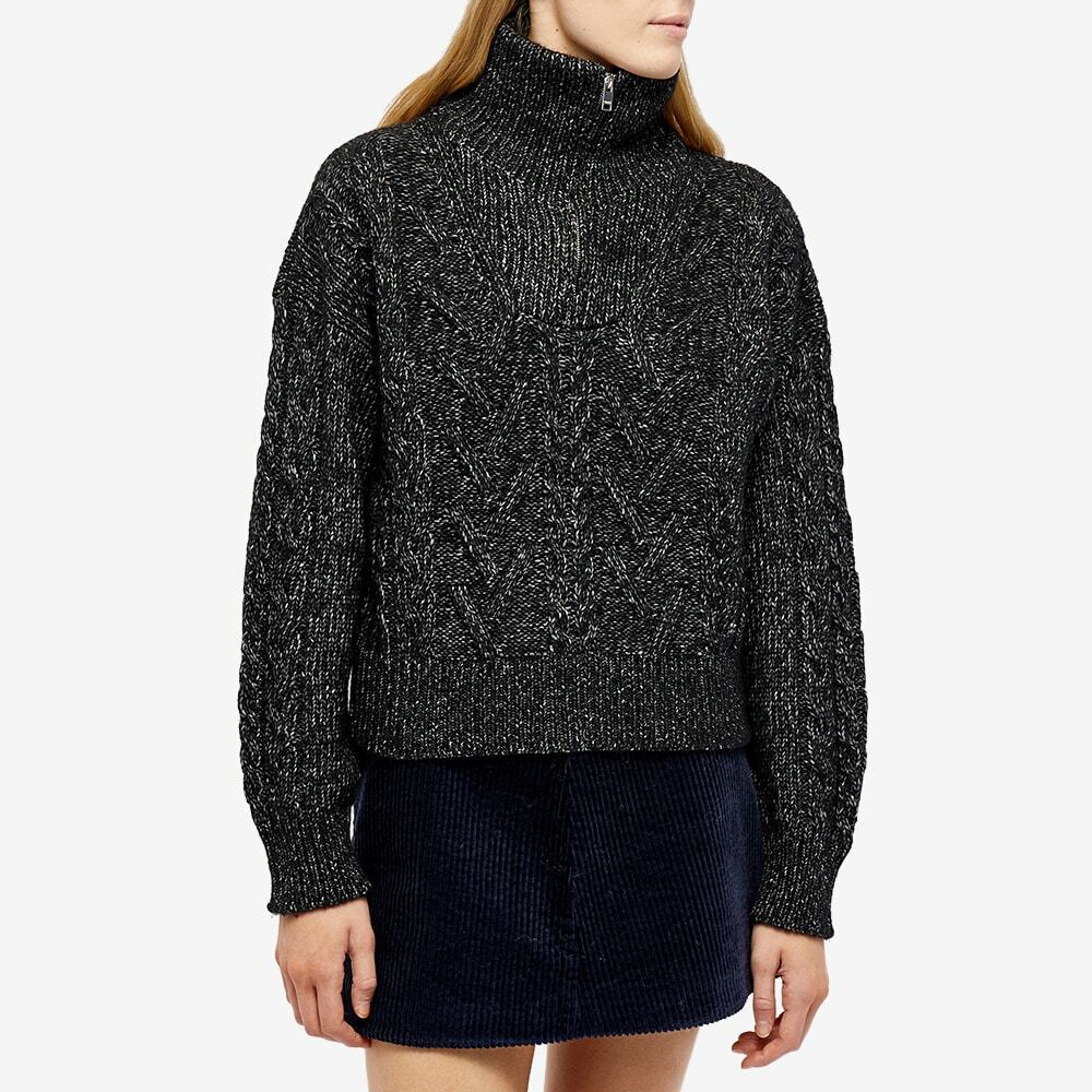 GANNI Women's Chunky Cable Zipper Jumper in Black GANNI
