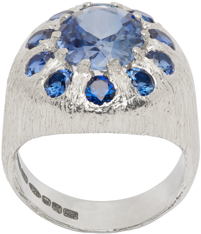 Bleue Burnham Silver Sapphire Signet Ring Bleue Burnham
