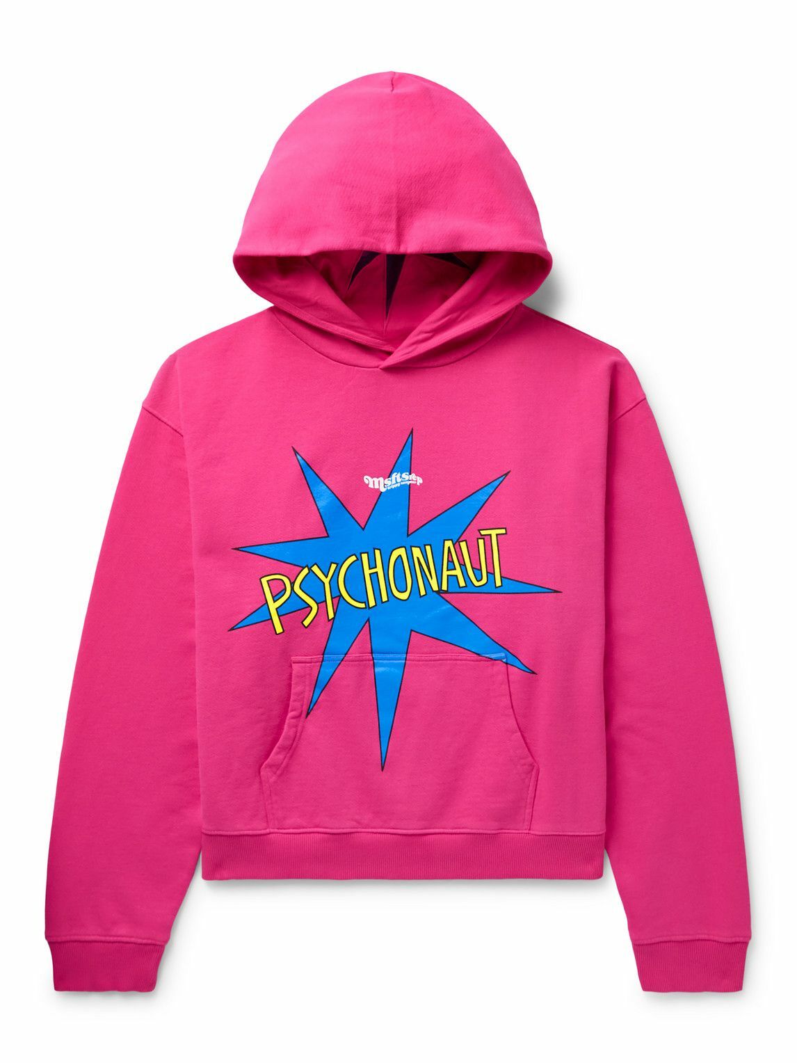 MSFTSrep - Mesh-Trimmed Logo-Print Cotton-Jersey Hoodie - Pink MSFTSrep