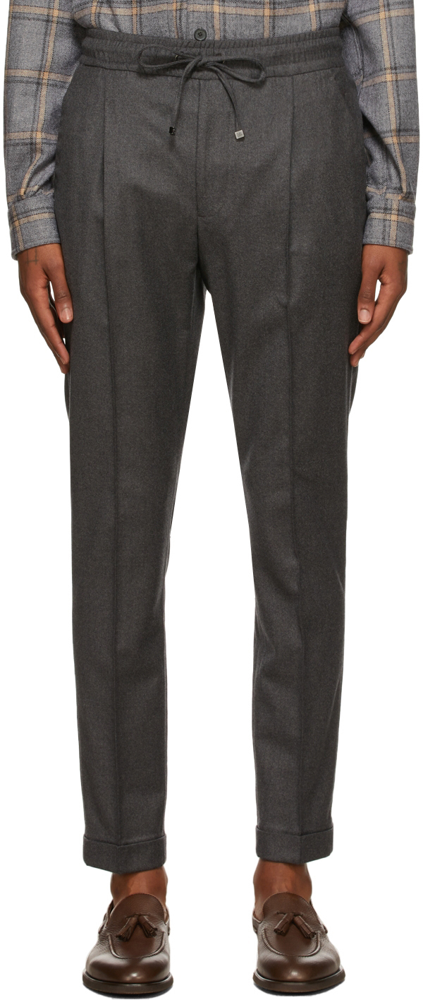 Isaia Grey Draw String Trousers Isaia