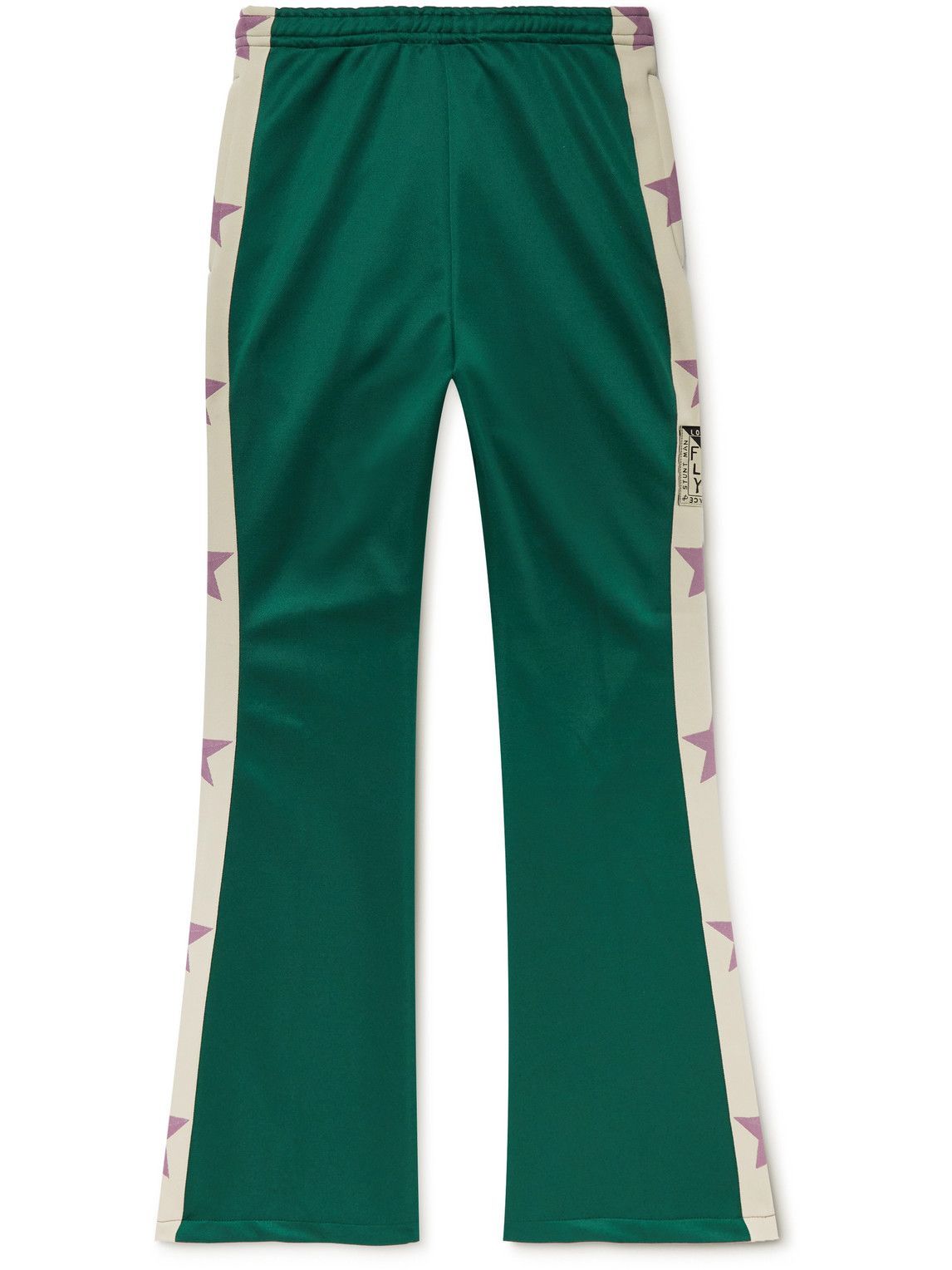 KAPITAL - Flared Striped Printed Jersey Sweatpants - Green KAPITAL