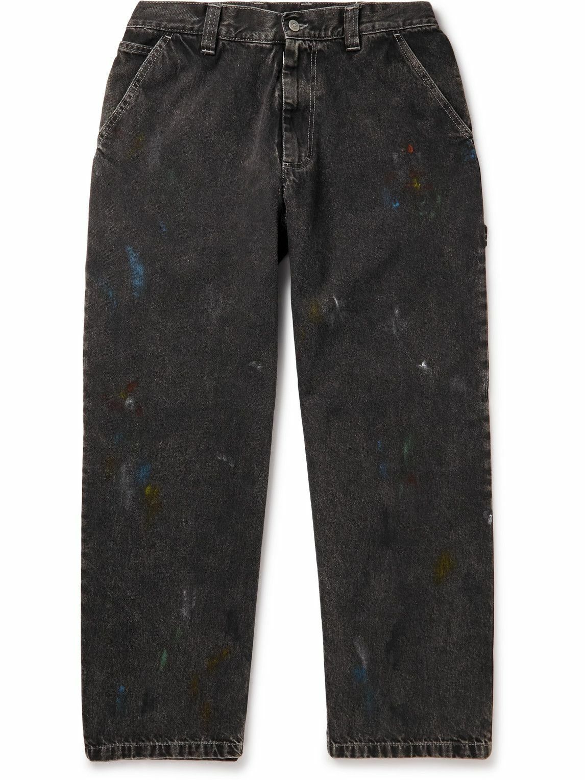 Maison Margiela - Wide-Leg Paint-Splattered Distressed Jeans - Black ...