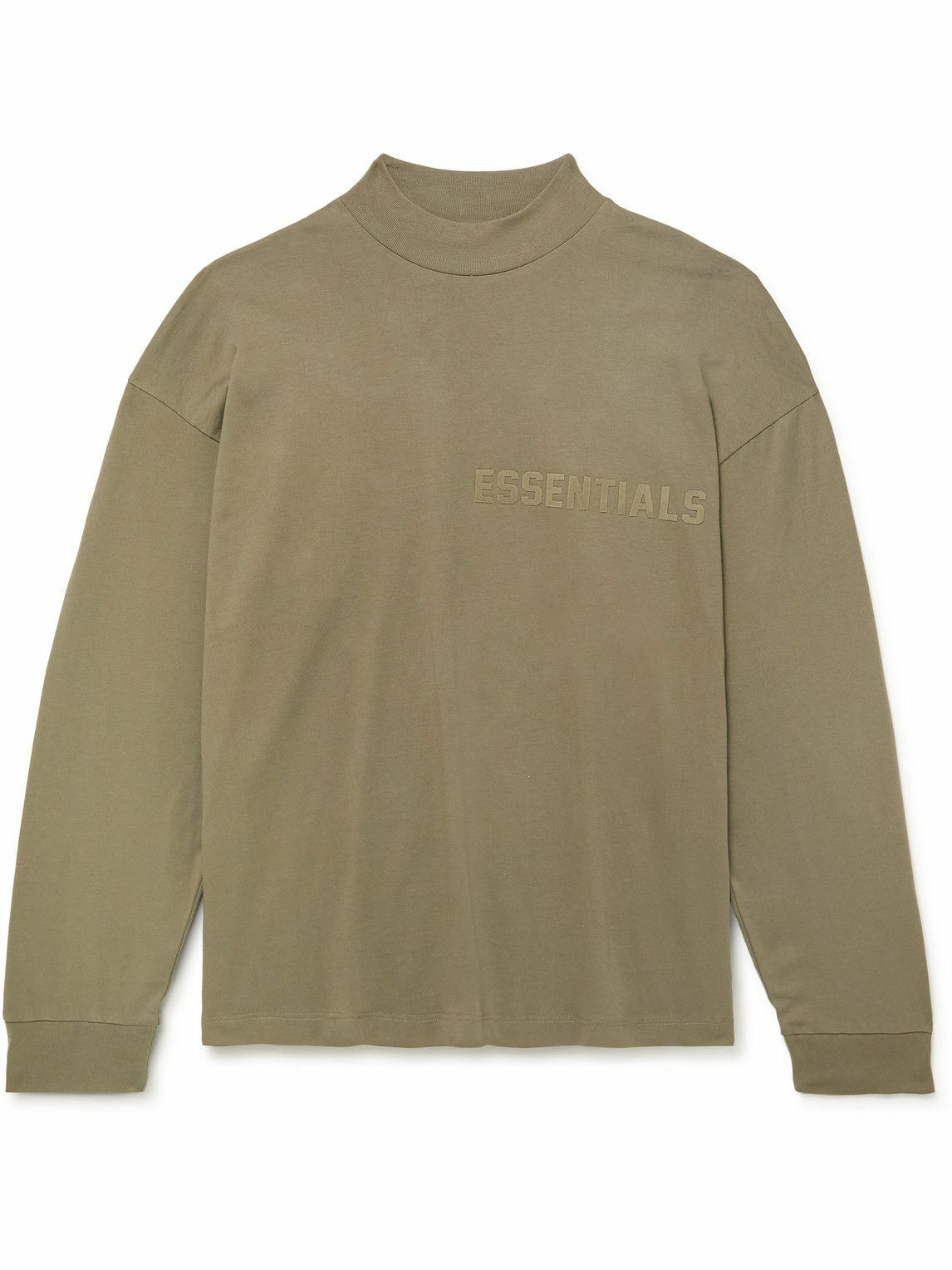 FEAR OF GOD ESSENTIALS - Logo-Flocked Cotton-Jersey T-Shirt - Brown ...