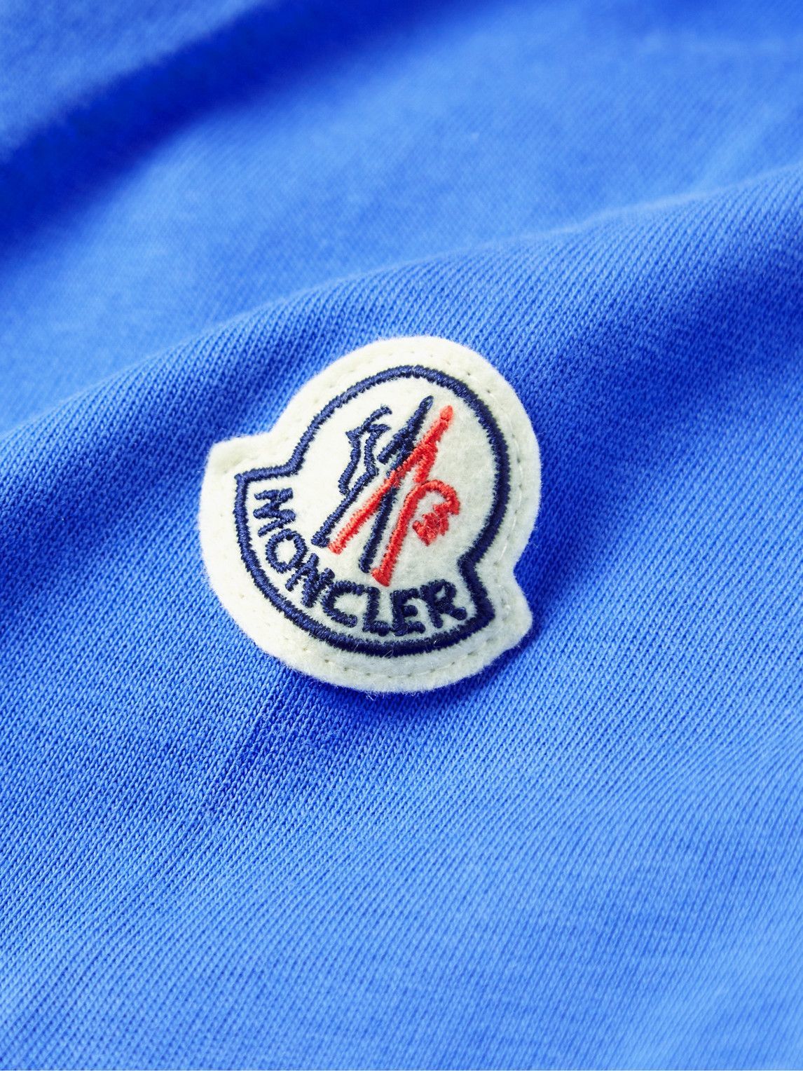 Moncler - Logo-Appliquéd Printed Cotton-Jersey T-Shirt - Blue Moncler
