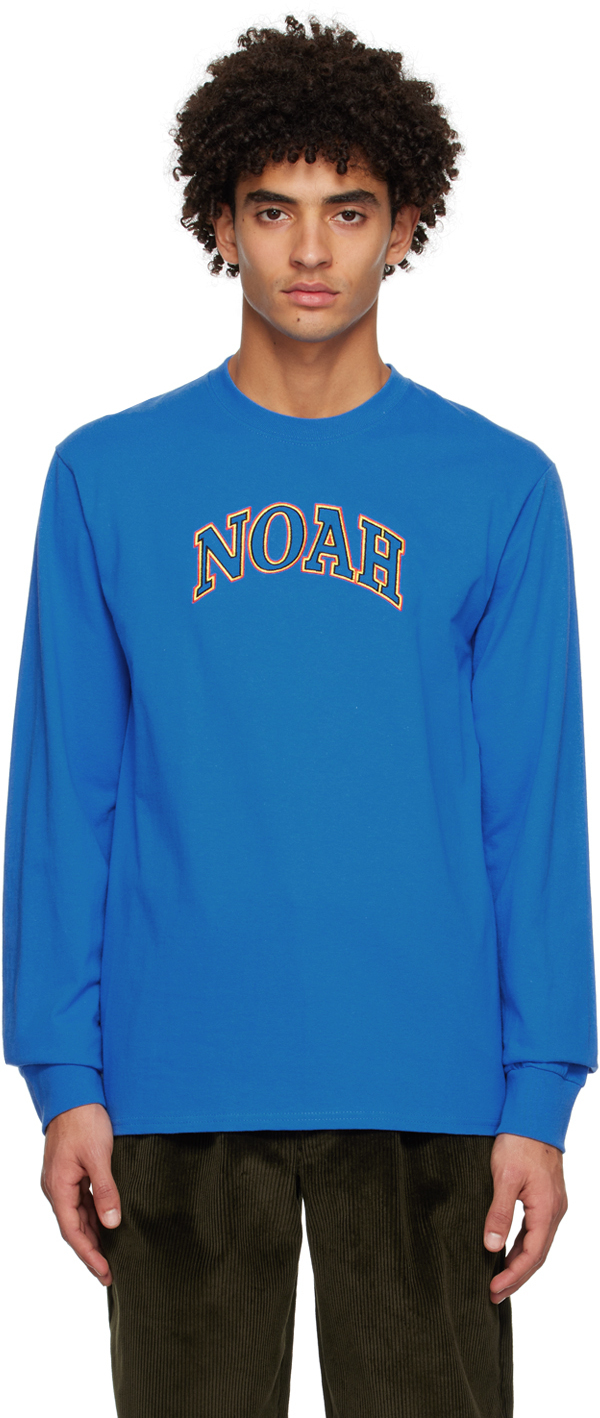 Noah Blue Embroidered Long Sleeve T-Shirt Noah NYC