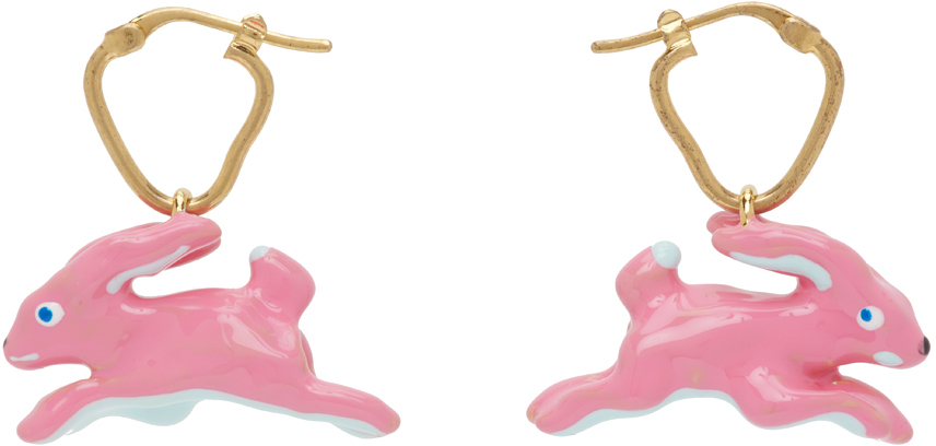 Marni Gold & Pink Rabbit Earrings Marni