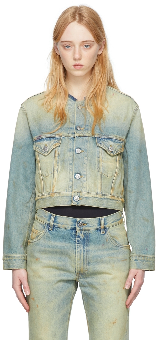 Maison Margiela Blue Cropped Denim Jacket Maison Margiela