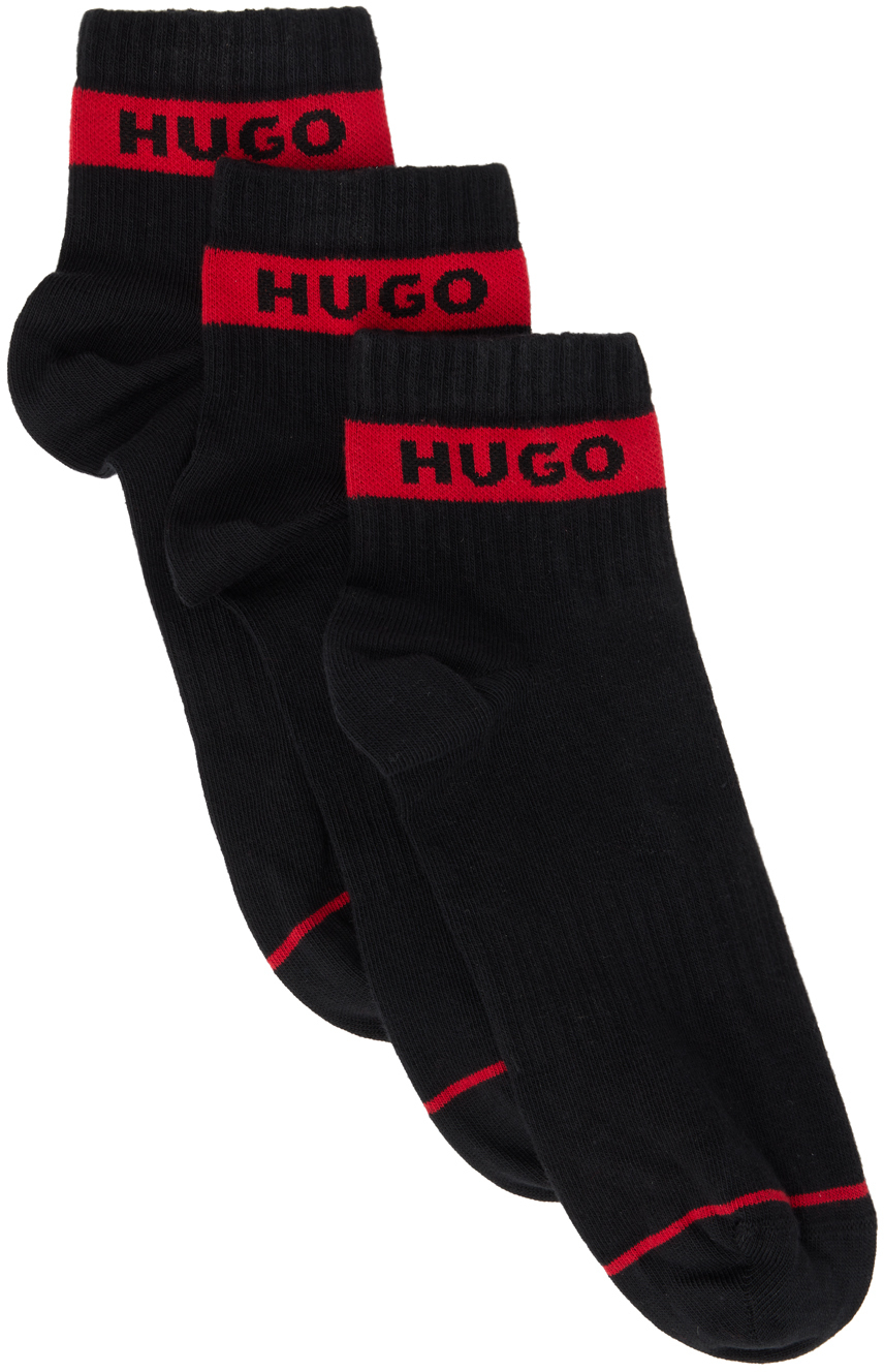 Hugo Three-Pack Black Socks Hugo Boss