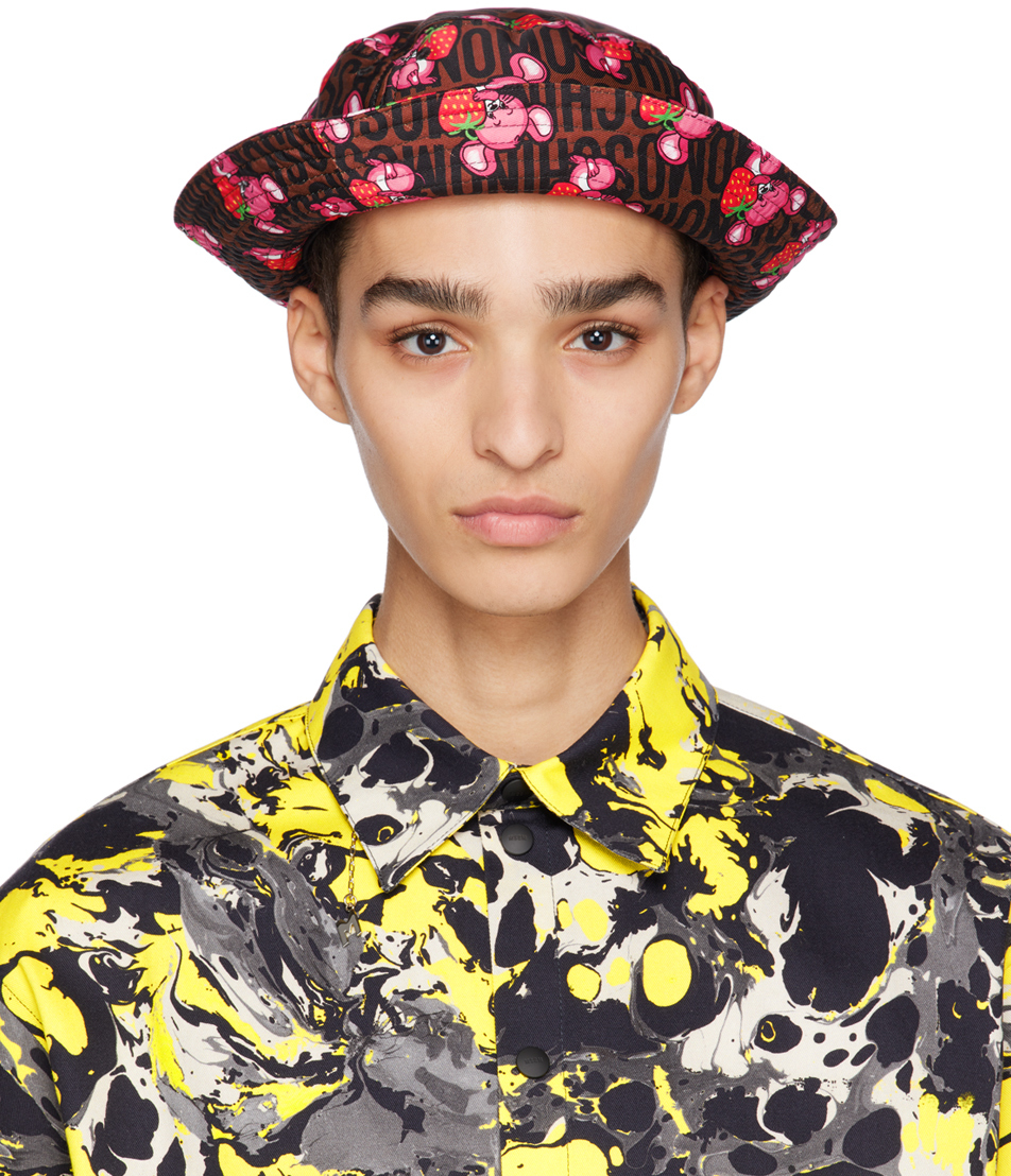 Moschino Brown Illustrated Animals Bucket Hat Moschino