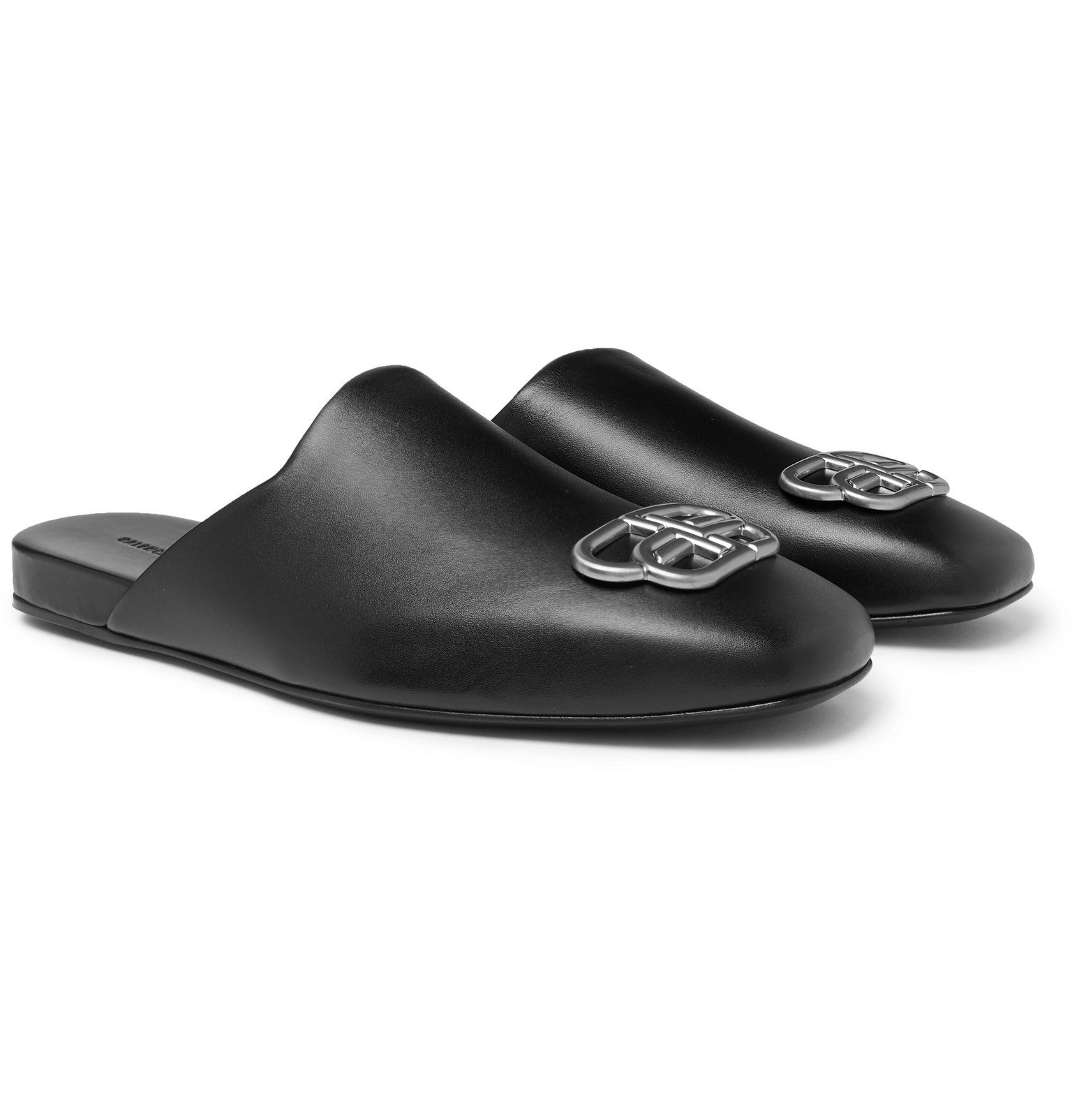Balenciaga Embellished Leather Backless Loafers Black Balenciaga Balenciaga Embellished Leather Backless Loafers Black Balenciaga