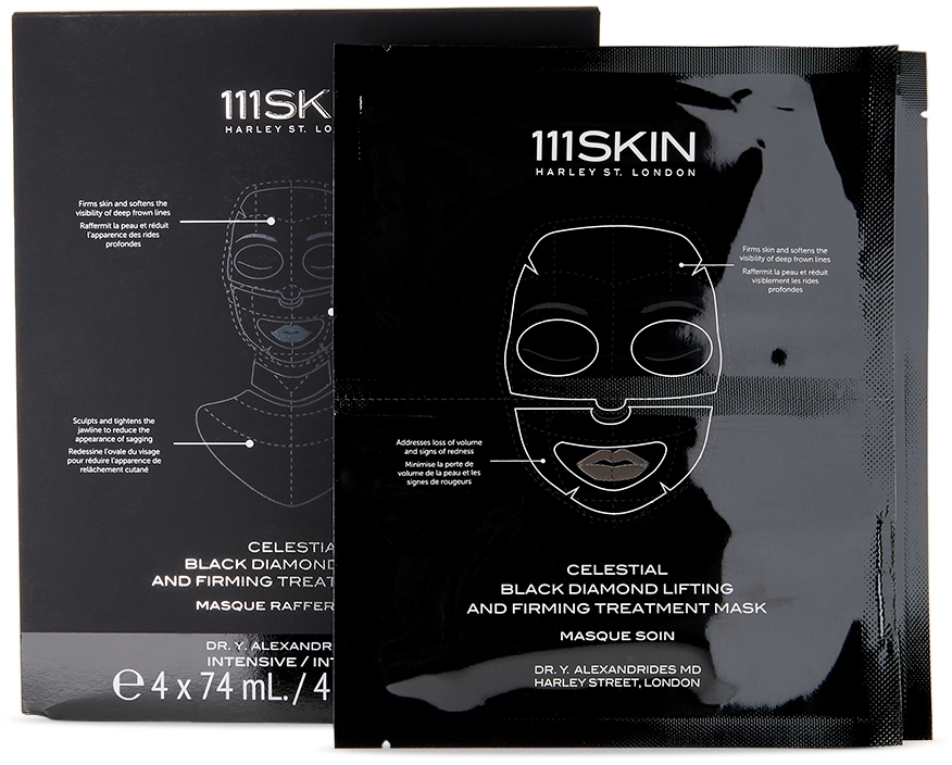 111 Skin Celestial Black Diamond Lifting & Firming Treatment Mask Box, 4 x 2.5 oz 111SKIN