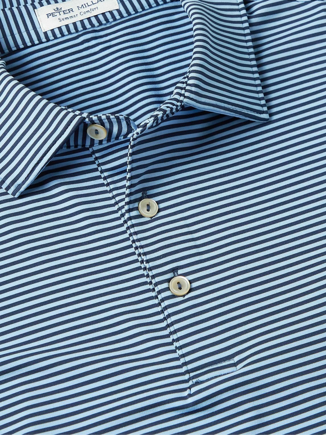 Peter Millar - Hales Striped Tech-Jersey Golf Polo Shirt - Blue Peter ...