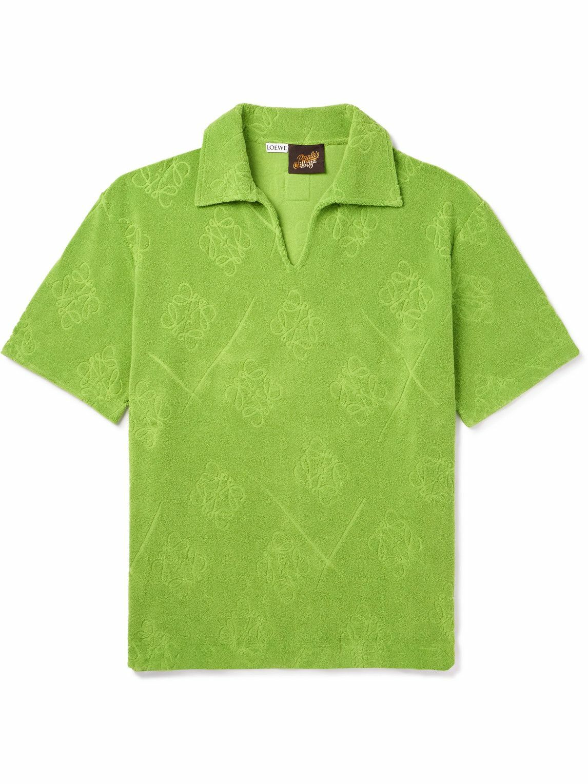 Loewe - Paula's Ibiza Anagram Cotton-Terry Jacquard Polo Shirt - Green ...